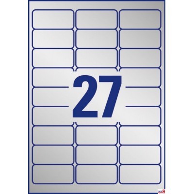 Etykiety znamionowe L6011-100 63,5 x 29,6 100ark srebrne, poliestrowe ...